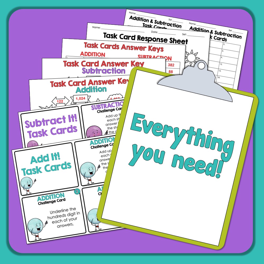 Addition and Subtraction Task Cards - Fun Shapes Answer Sheet - Print ...