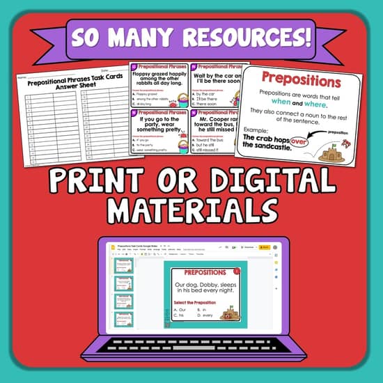 Prepositions Task Cards (Beginners Set - Multiple Choice) | Print ...