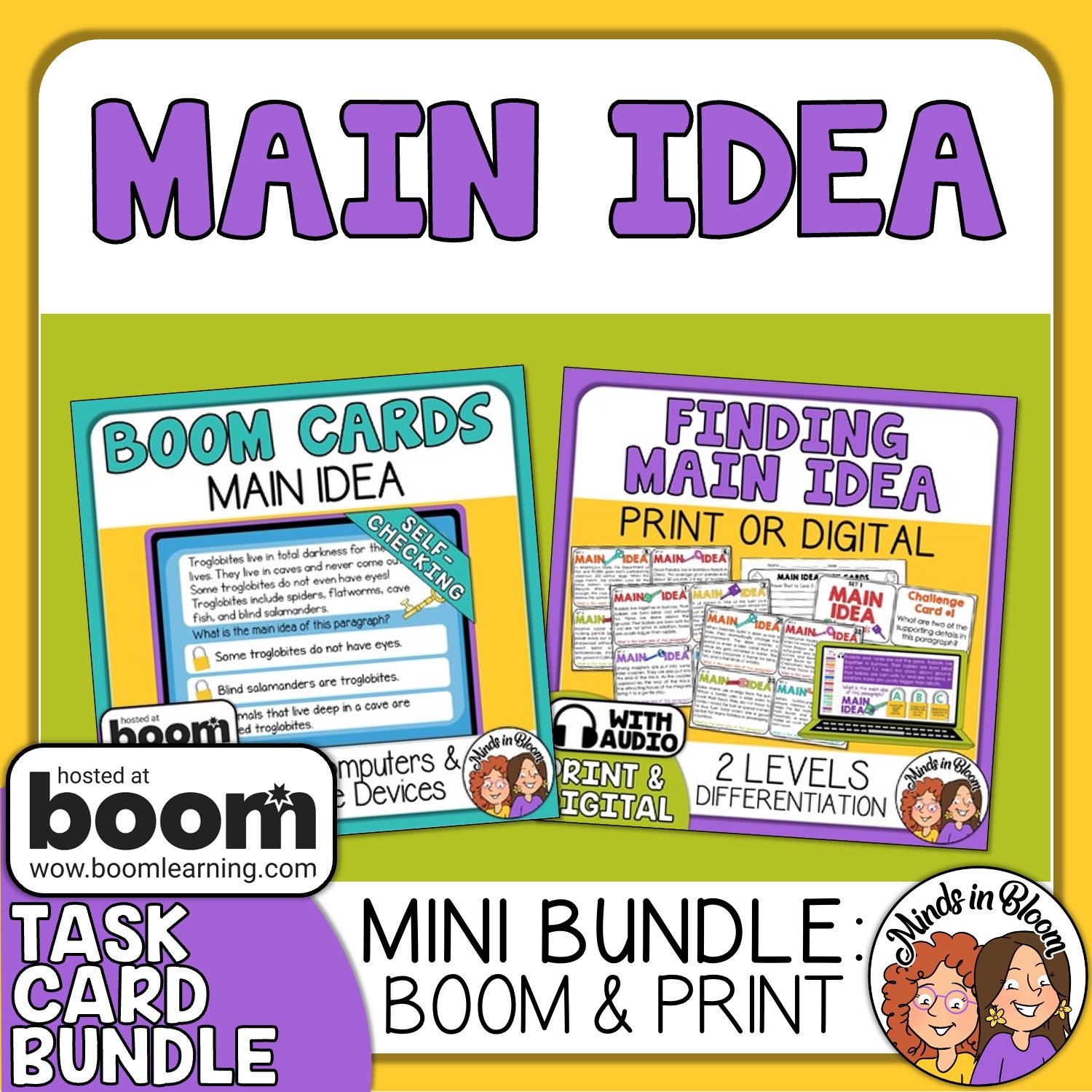 Main Idea - MINI BUNDLE (Task Cards & Boom Cards) | Print & Digital Distance Learning - Minds in ...
