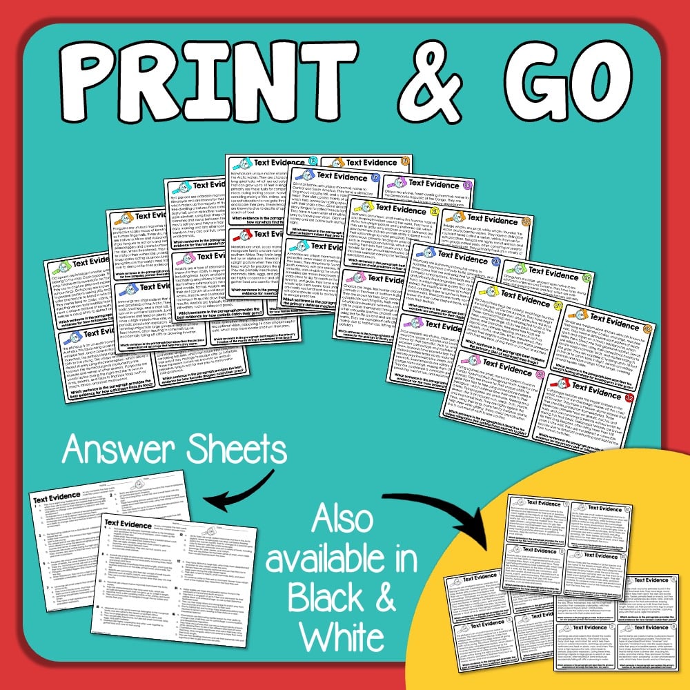 Finding Text Evidence Task Cards - Nonfiction Text - Print & Digital ...