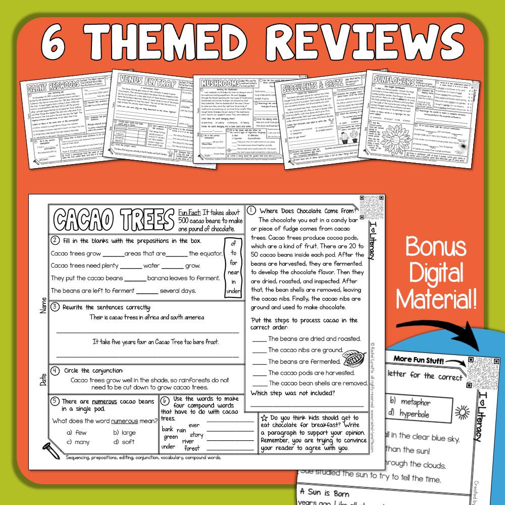 Plants Themed ELA and Reading Skills Review Mini-Pack - Morning Work ...