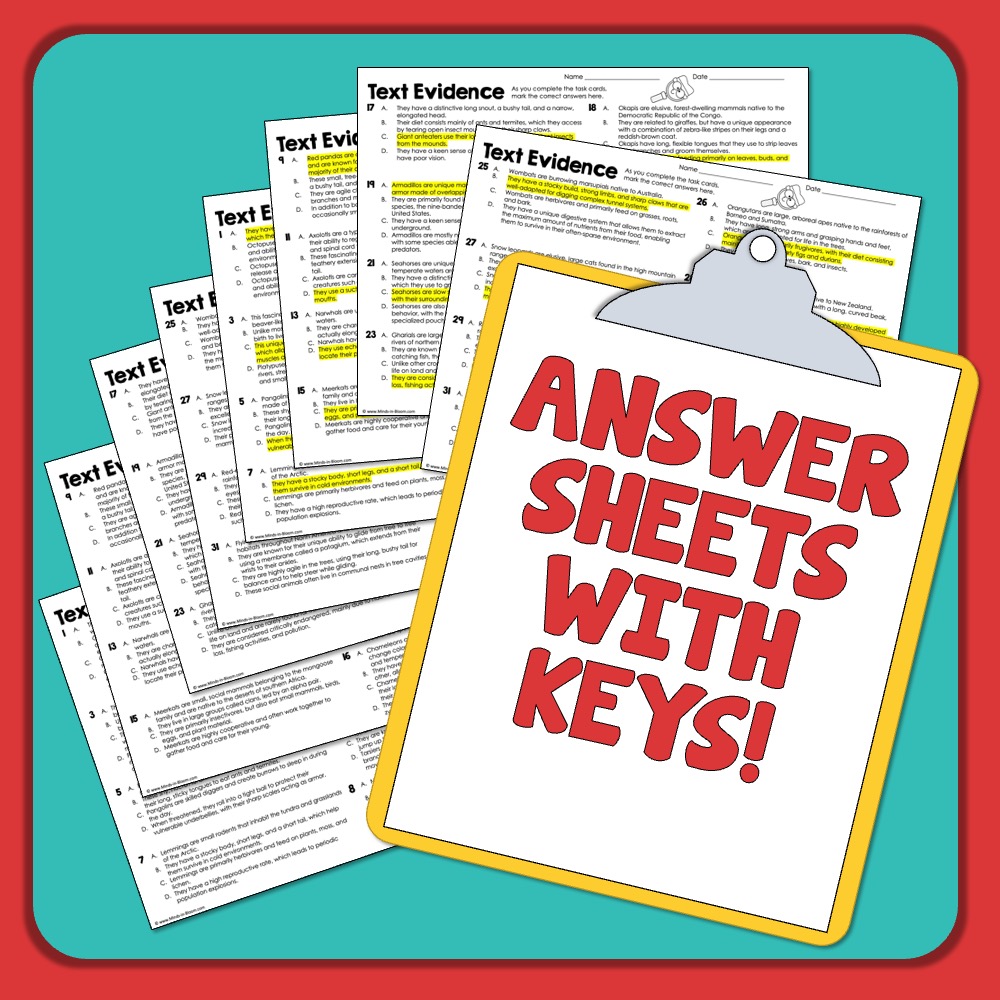 Finding Text Evidence Task Cards - Nonfiction Text - Print & Digital ...