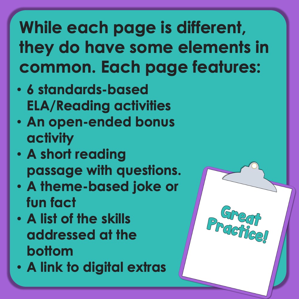 Mythical Creatures Themed ELA and Reading Skills Review Mini-Pack ...