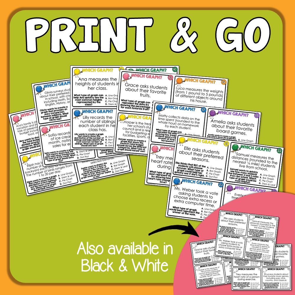 Which Graph Task Cards - Data Analysis Practice - Plus Engaging Anchor ...