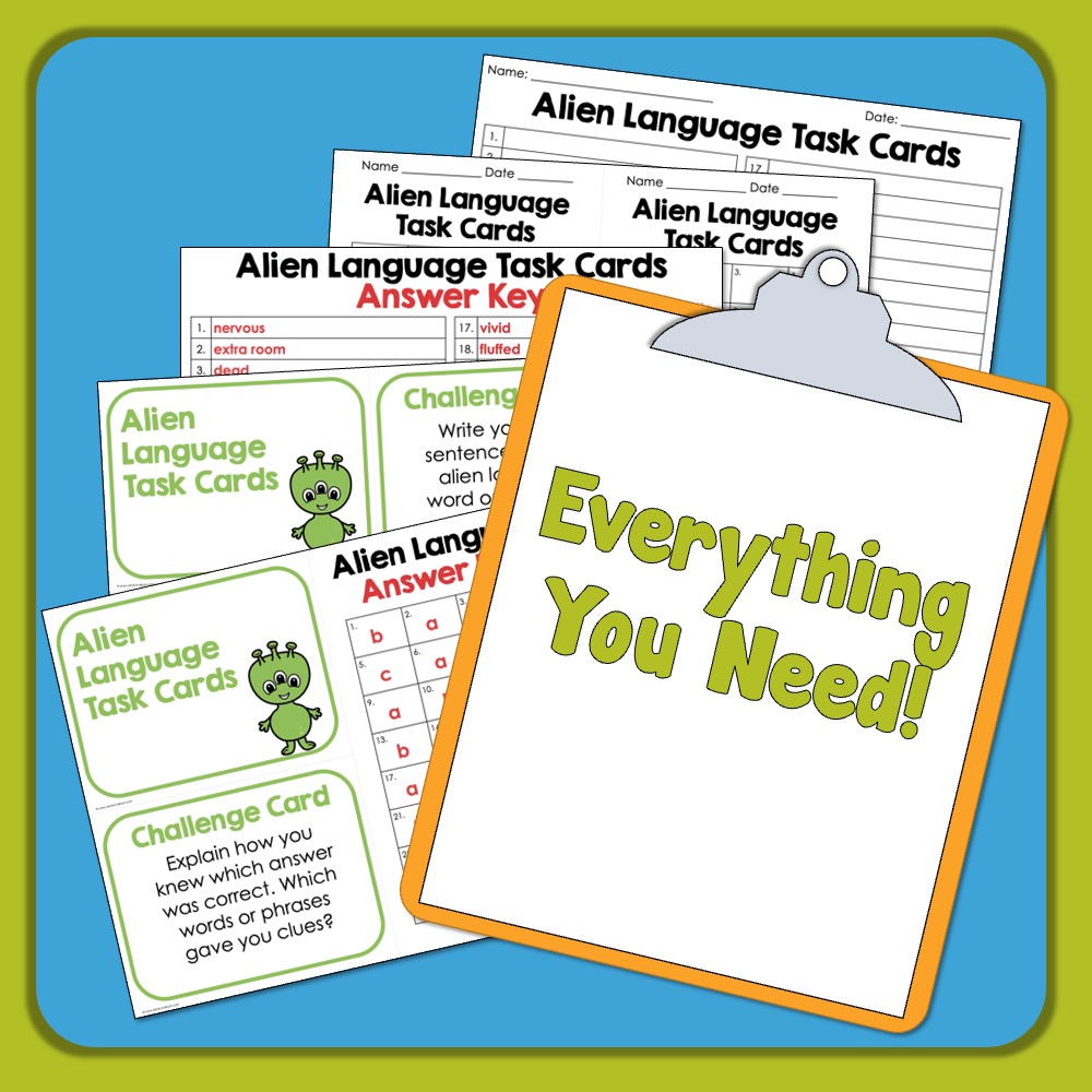 Context Clues Task Cards - Defining Made Up Words - With ...