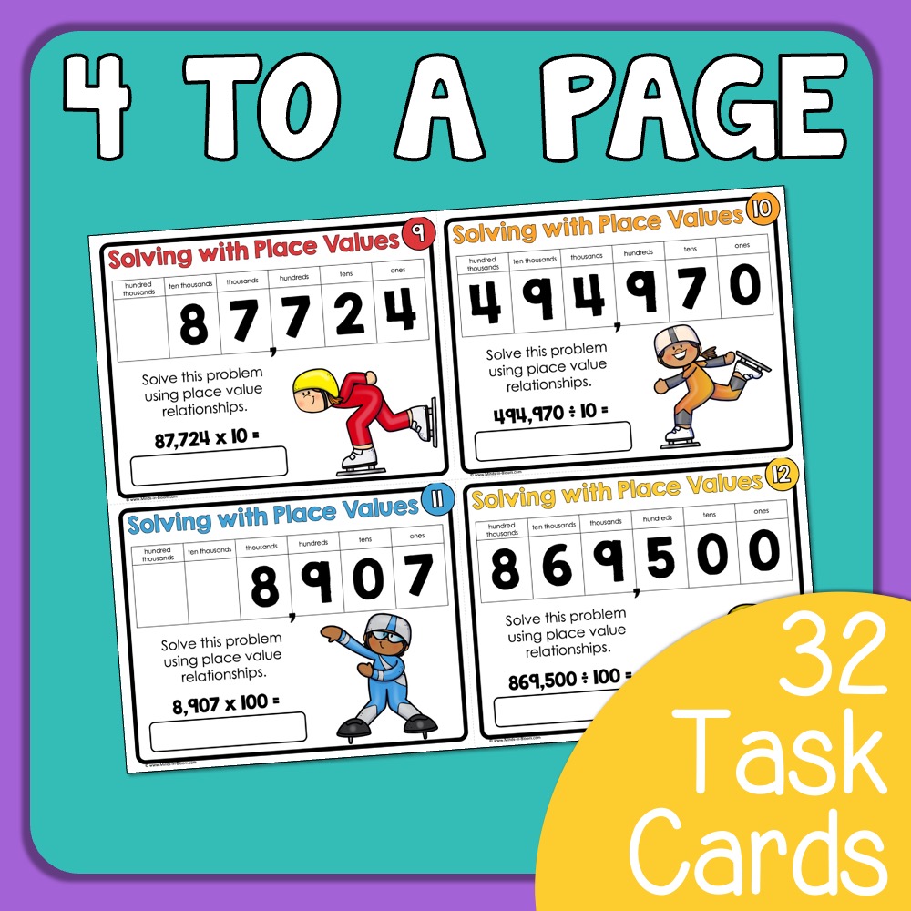 Place Value Equations Math Skills Task Cards - Multiply & Divide by ...