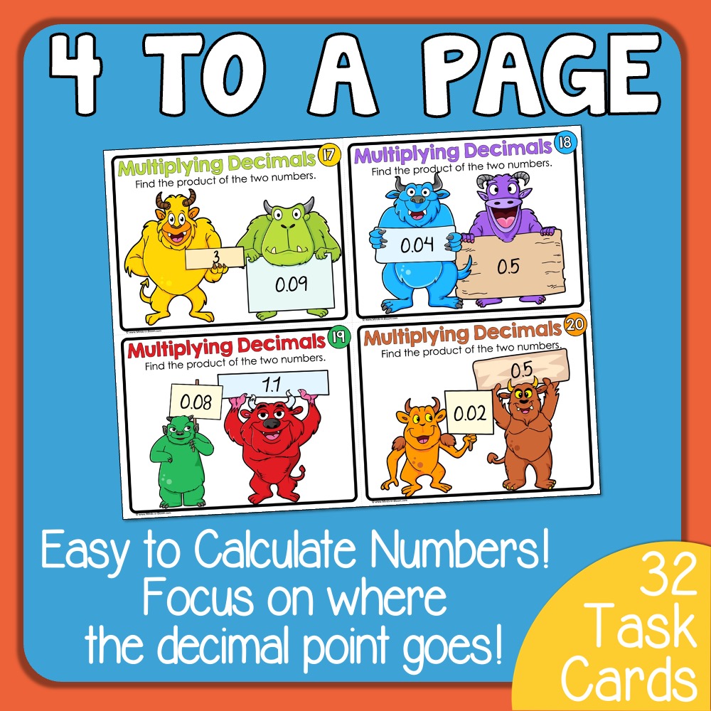 Multiplying Decimals Task Cards - Simple Numbers to Focus on Place ...