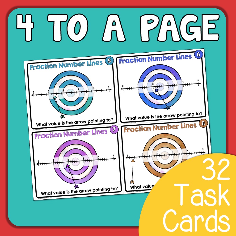 Fraction Number Lines Math Skills Task Cards - Print & Digital ...
