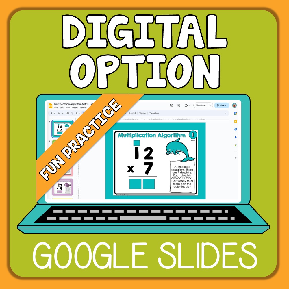 Long Multiplication Algorithm Task Cards - Set 1 - 1-digit by 2, 3, & 4 ...