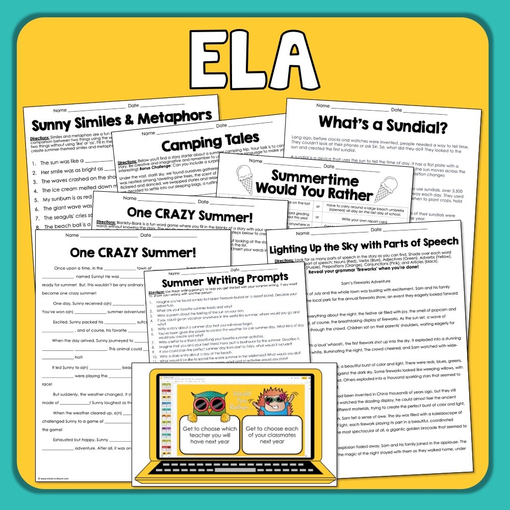 Summer Packet Including Summer Coloring Pages, Word Search, Math ...