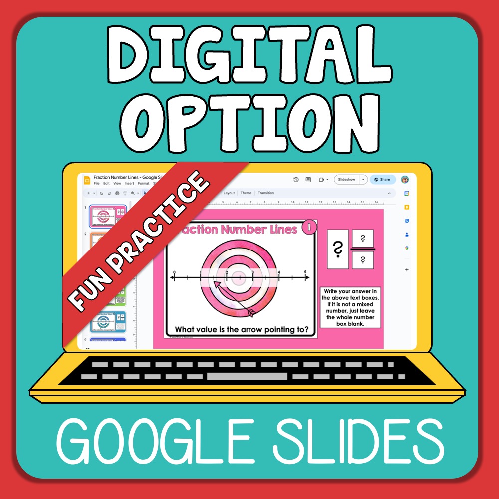 Fraction Number Lines Math Skills Task Cards - Print & Digital ...