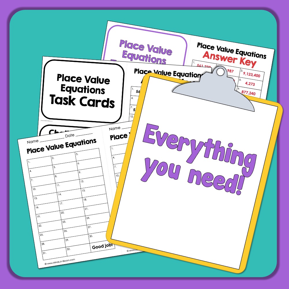 Place Value Equations Math Skills Task Cards - Multiply & Divide by ...