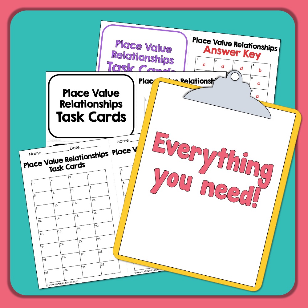 Place Value Relationships Math Skills Task Cards - Print & Digital ...