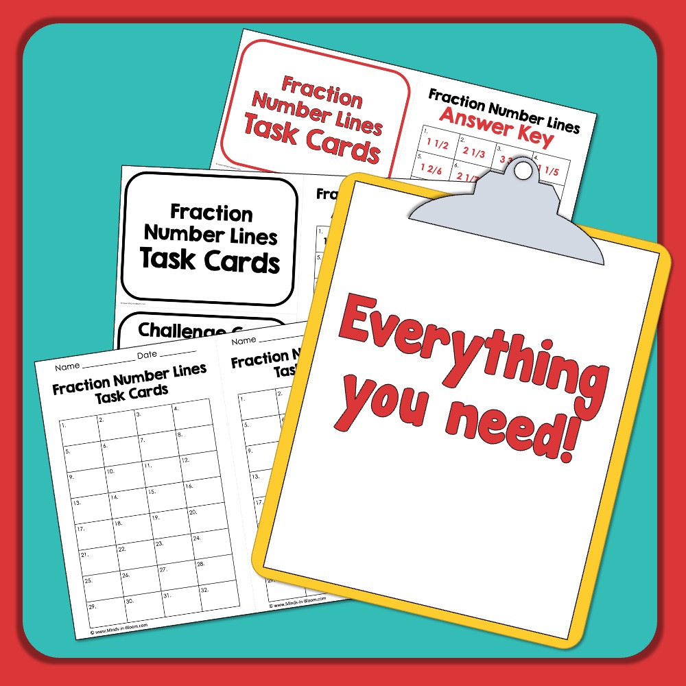 Fraction Number Lines Math Skills Task Cards - Print & Digital ...