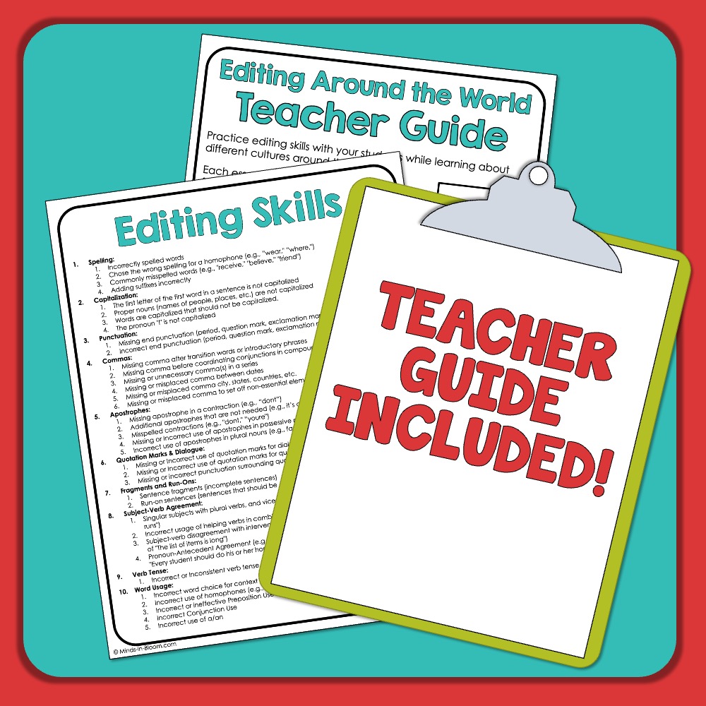 Editing Practice with Revision Extension - Cultural Learning + Fun ELA ...