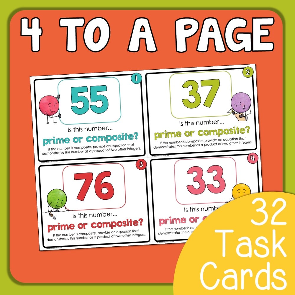 Prime and Composite Numbers Task Cards - Fun Math Skills Practice ...