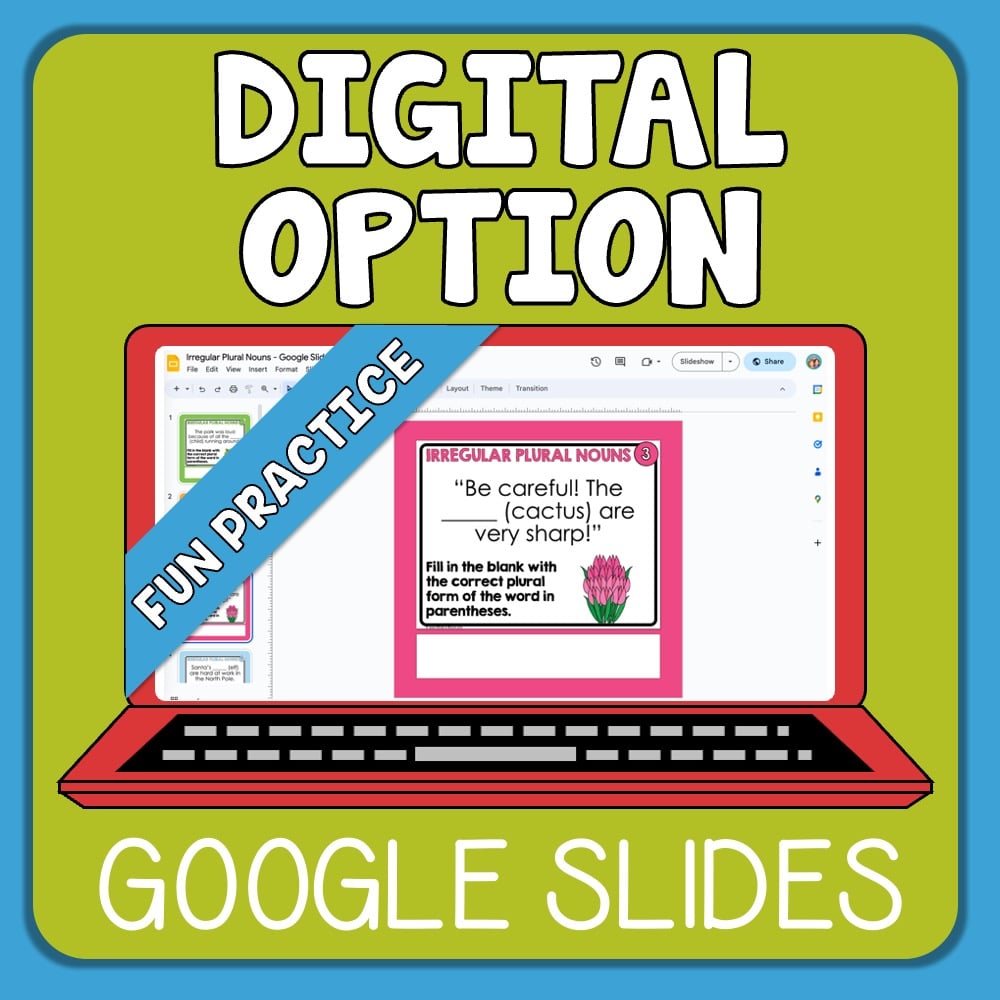 Irregular Plural Nouns Task Cards - Engaging Short Answer Grammar ...