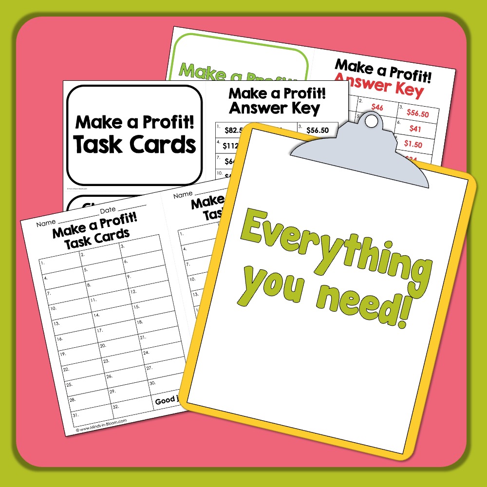 Decimal Multi-Step Word Problems Task Cards - All About Making a Profit ...