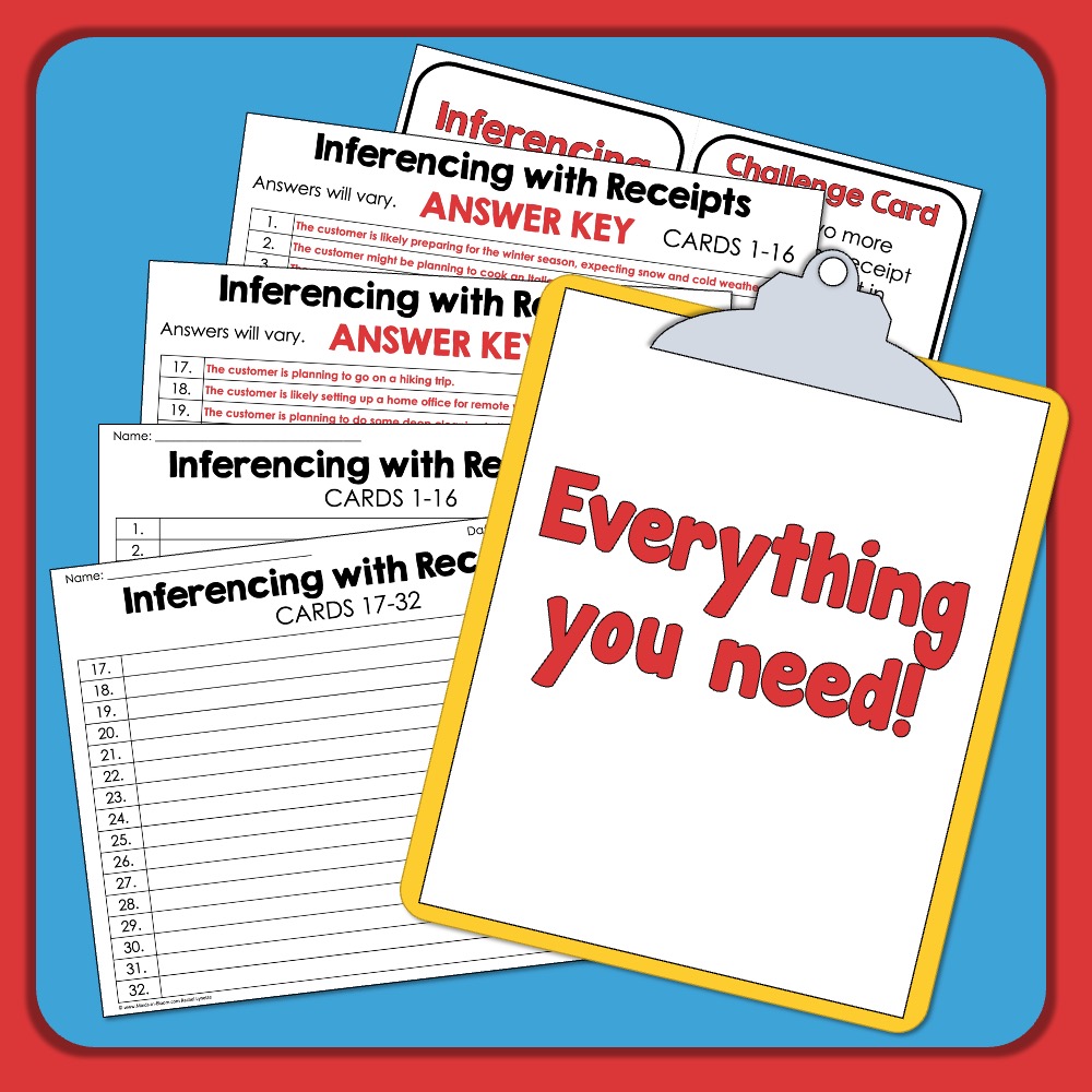 Inference Task Cards - Inferencing with Receipts - Engaging Fun ...
