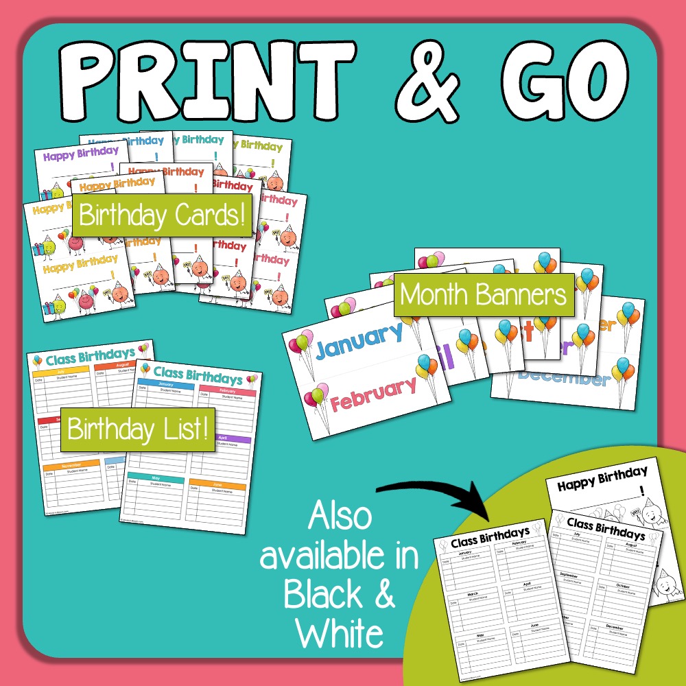 Happy Birthday Materials for Your Classroom - Birthday Cards + Bulletin ...