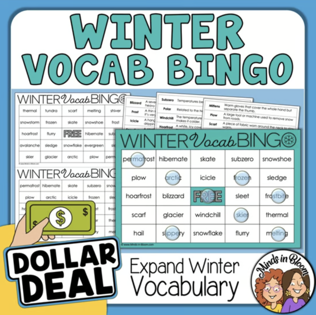 Winter Word Bingo Cards Vocabulary Building and Reading Sight Word ...