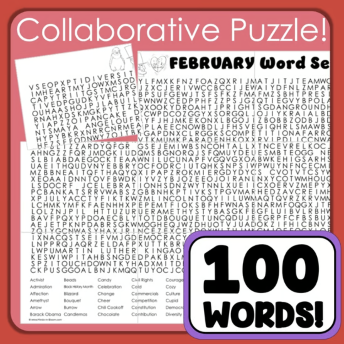 February Word Search includes Black History Month, Presidents Day ...