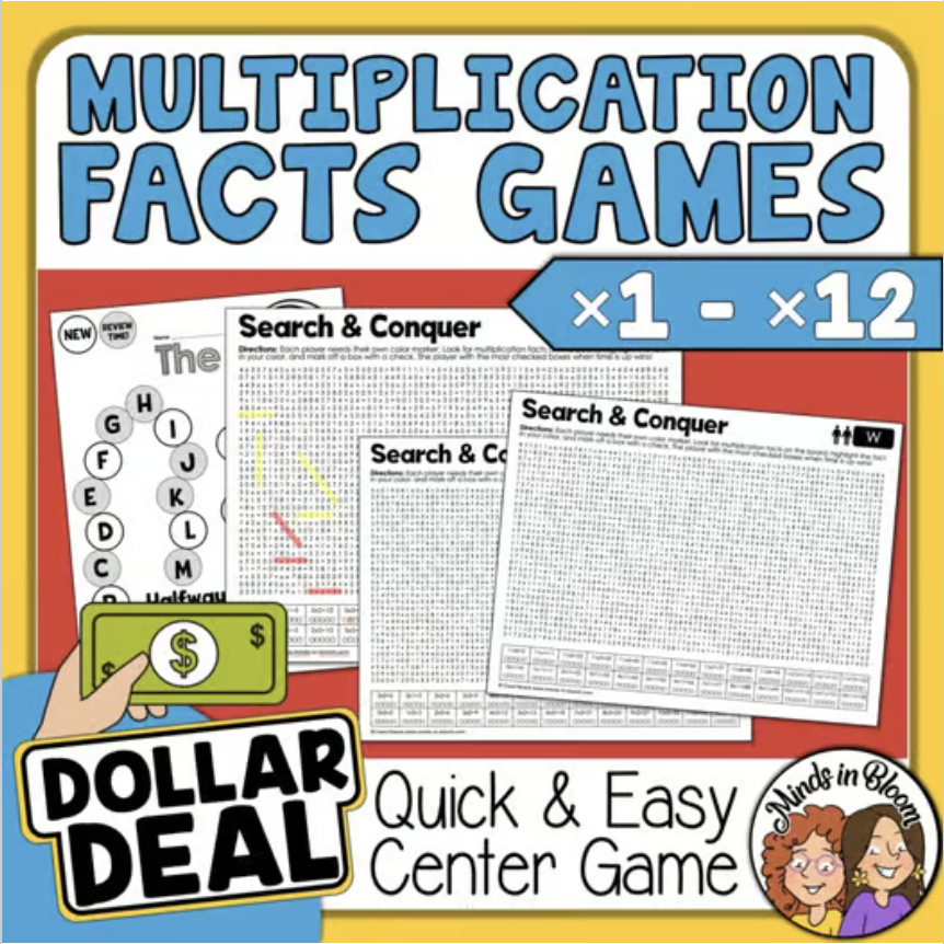 Number Search Multiplication Facts Fluency Practice Basic Times ...