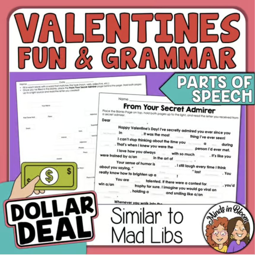 Valentines Day Mad Libs Grammar Valentines Morning Work Writing Center ...